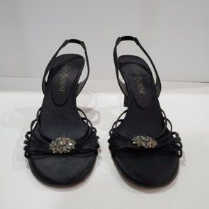 Yves Saint Laurent | Shoes | Ysl Black Satin Womens Evening Strappy ...